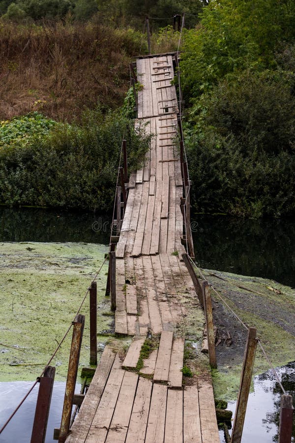 Vertical View of the Footbridge Over the River, Skewed and Lying on the ...