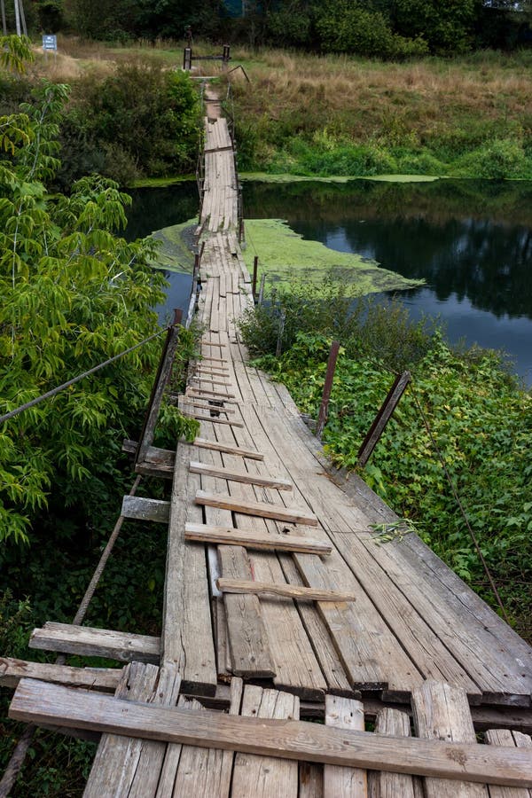 Vertical View of the Footbridge Over the River, Skewed and Lying on the ...