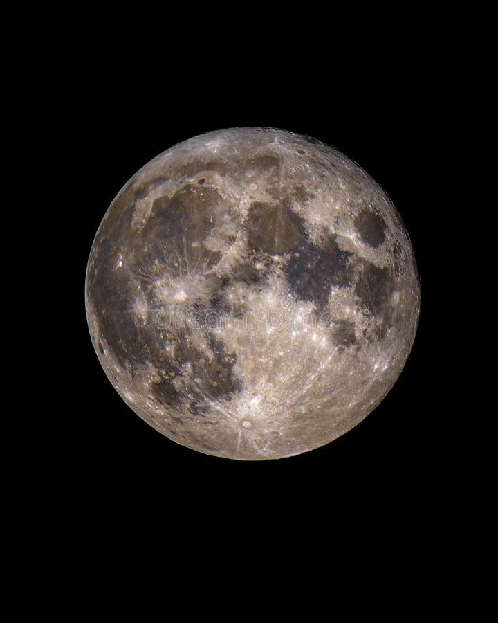 Vertical View of the Gray Full Moon on the Black Background Stock Image ...