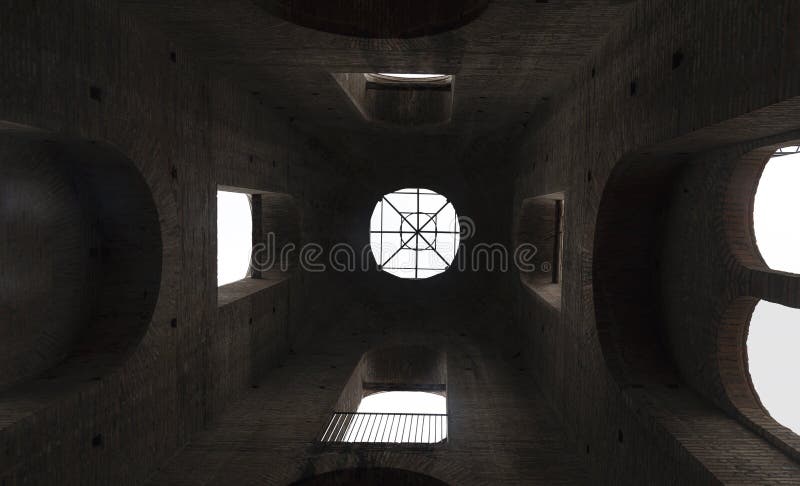 View from Below Inside a Tower Stock Photo - Image of white, alley ...