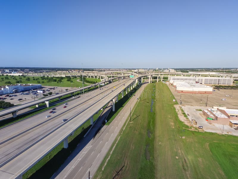 Vertical View Katy Freeway Interstate 10 with Clear Blue Sky Stock ...