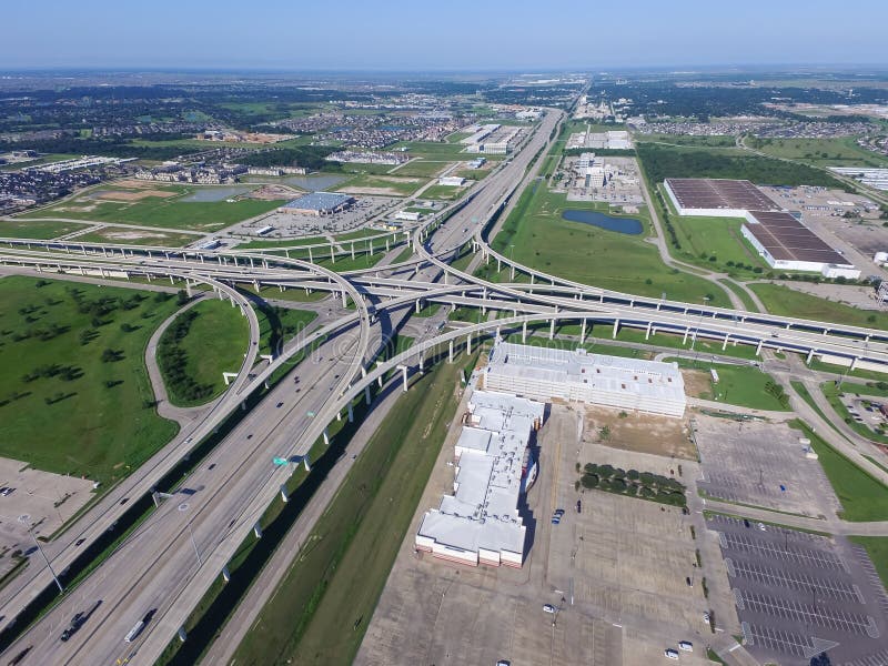 Vertical View Katy Freeway Interstate 10 with Clear Blue Sky Stock ...