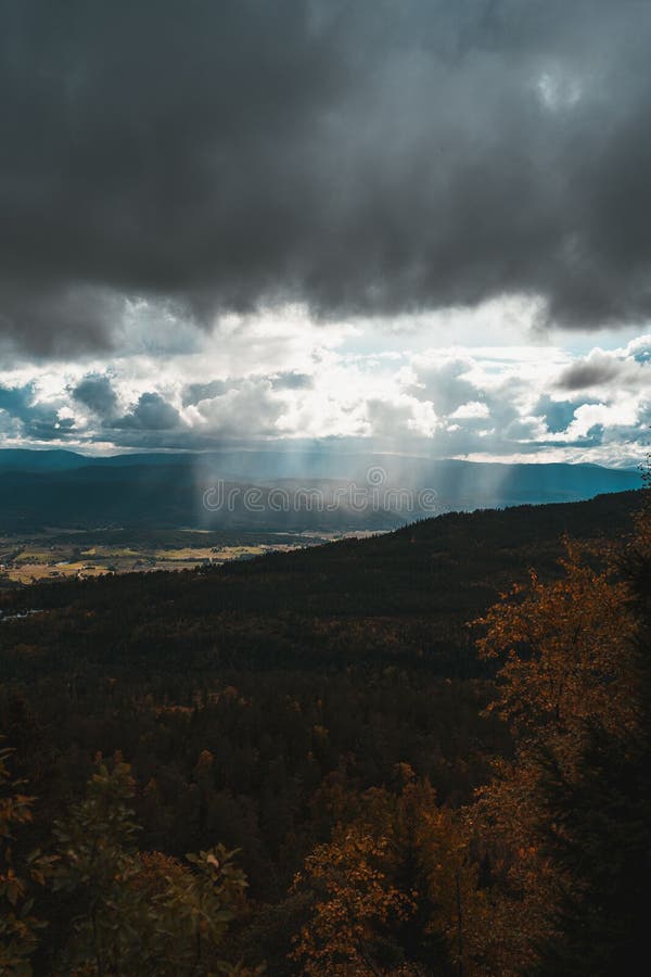 Vertical View of a Landscape with Clouds in the Background Stock Image ...