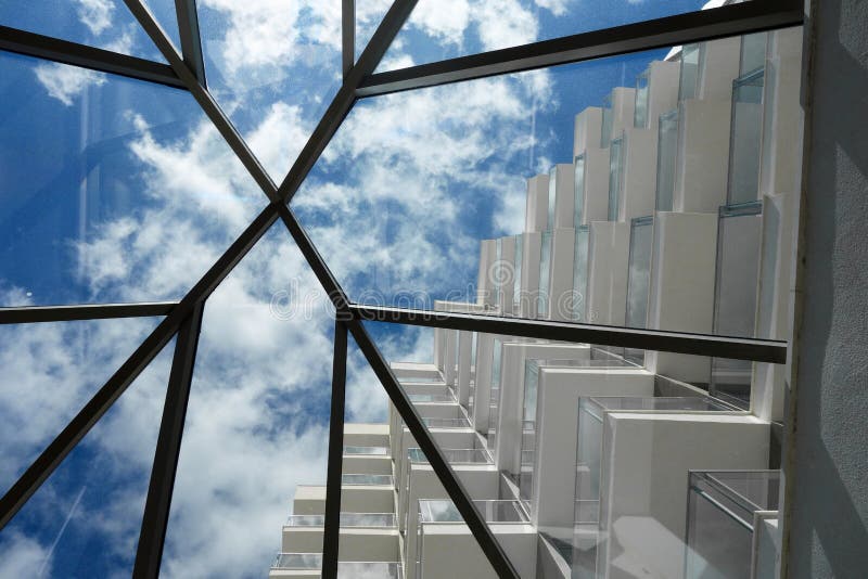 Vertical View through a Large Modern Skylight Stock Image - Image of ...