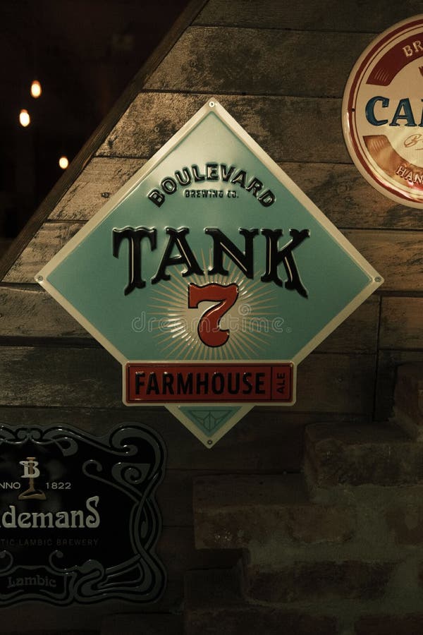 Vertical View of the Metallic Logo of Tank 7 on the Wooden Wall ...