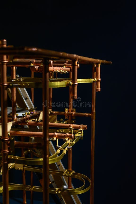 Vertical View with Metallic Mechanism. Metallic Ball Rolling Dow Stock ...