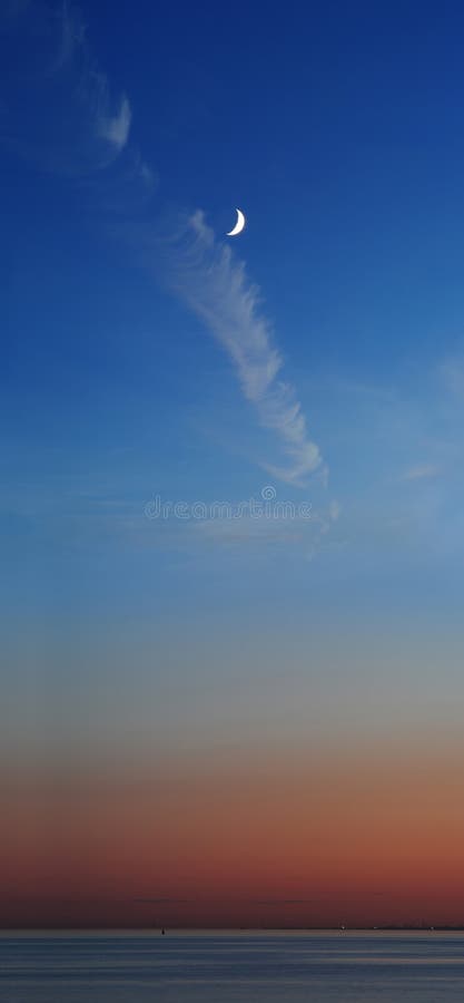 Vertical View of the Night Sky with the Moon Stock Photo - Image of ...