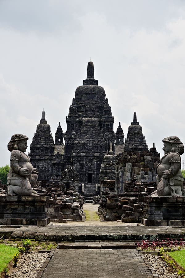 Vertical View Over Part of Hindu Temple Compound Candi Prambanan Stock ...