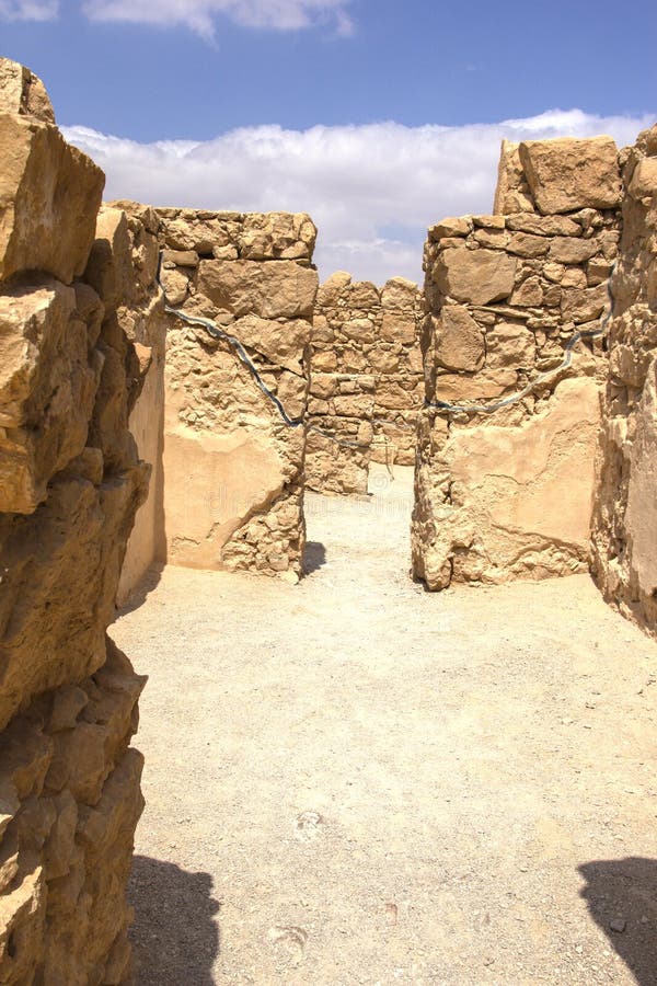 Vertical View of Passageway in Masada Stock Image - Image of stones ...