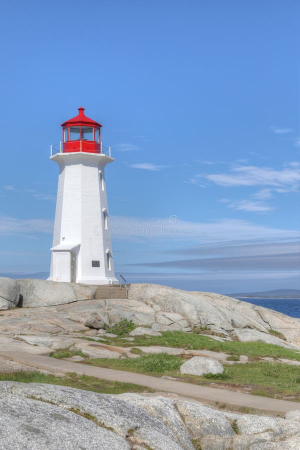 Vertical View of Peggys Cove Lighthouse, Nova Scotia Stock Photo ...