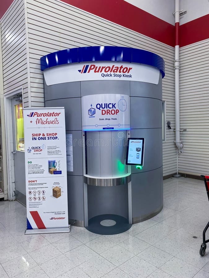 A Vertical View of a Purolator Quick Stop Kiosks To Drop in Packages ...
