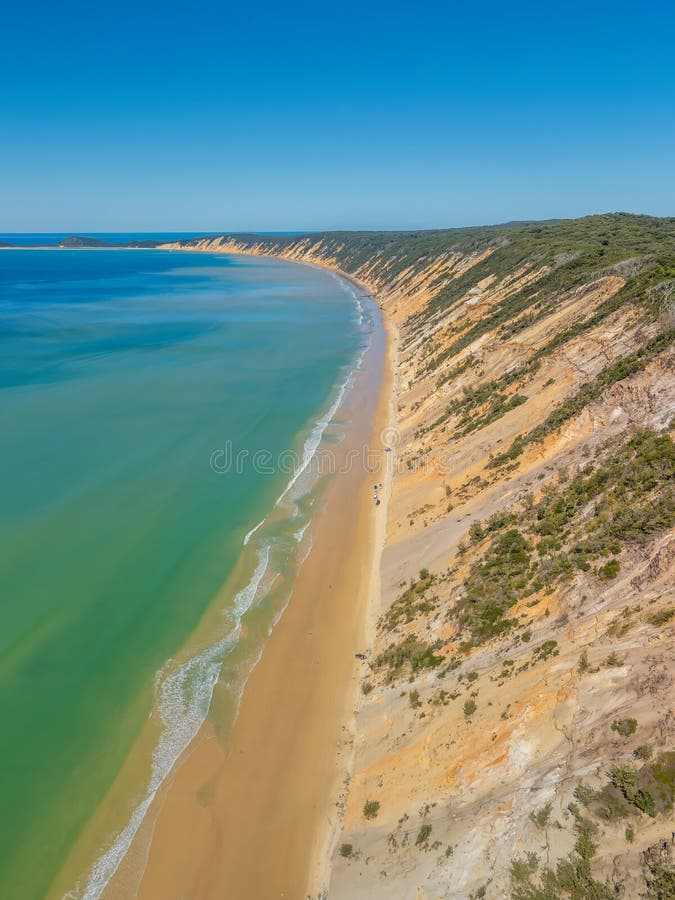 Vertical View of Rainbow Beach in Queensland Stock Image - Image of ...