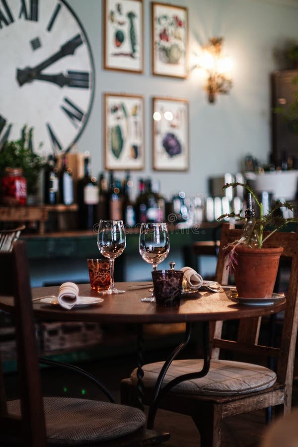 Vertical View of a Retro-style Decorated Restaurant Table Setting with ...