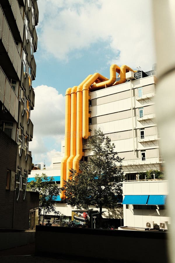 Vertical View of Dublin City Street Side Corner Building with Shops ...