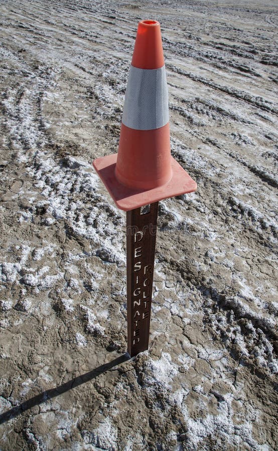Cone Marker on a Post in the Black Rock Desert Stock Image - Image of ...