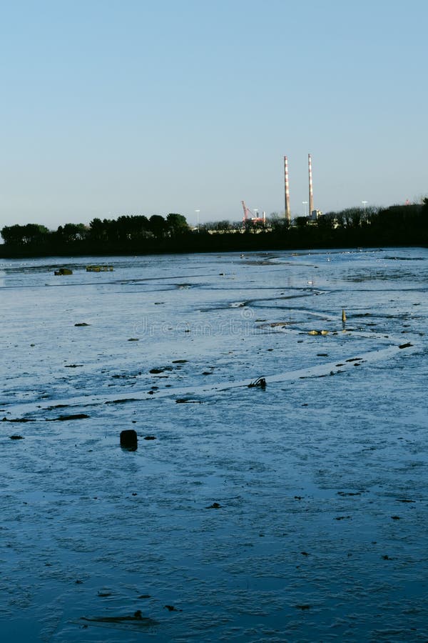 Vertical View of a Sea with Dirty Surface in the Evening Editorial ...
