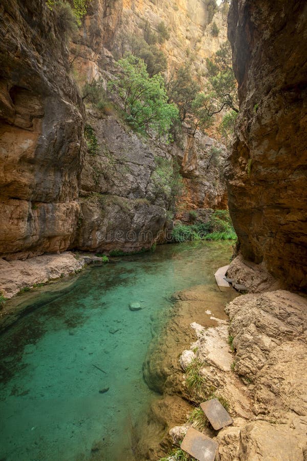 Vertical View of a Stretch of the Impressive Ebron River Strait, Teruel ...