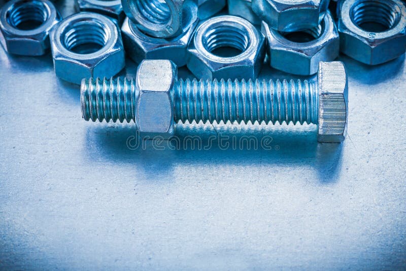 Vertical View of Threaded Nuts and Bolts on Stock Image - Image of ...