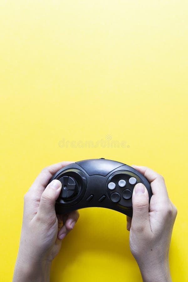 Vertical View To Hands Holding Black Gamepad and Playing Video Game ...