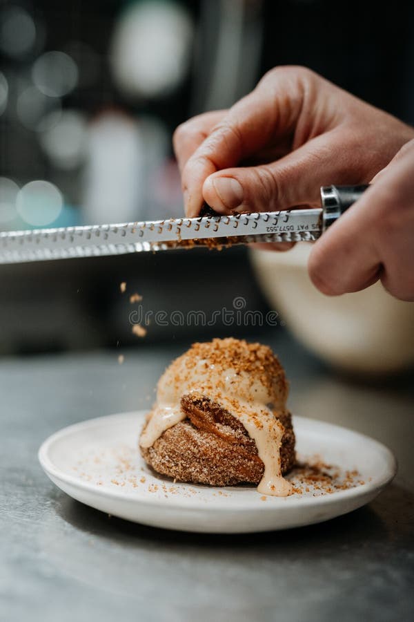 Vertical View of the Unknown Chief Hand Decorating Cake at the ...