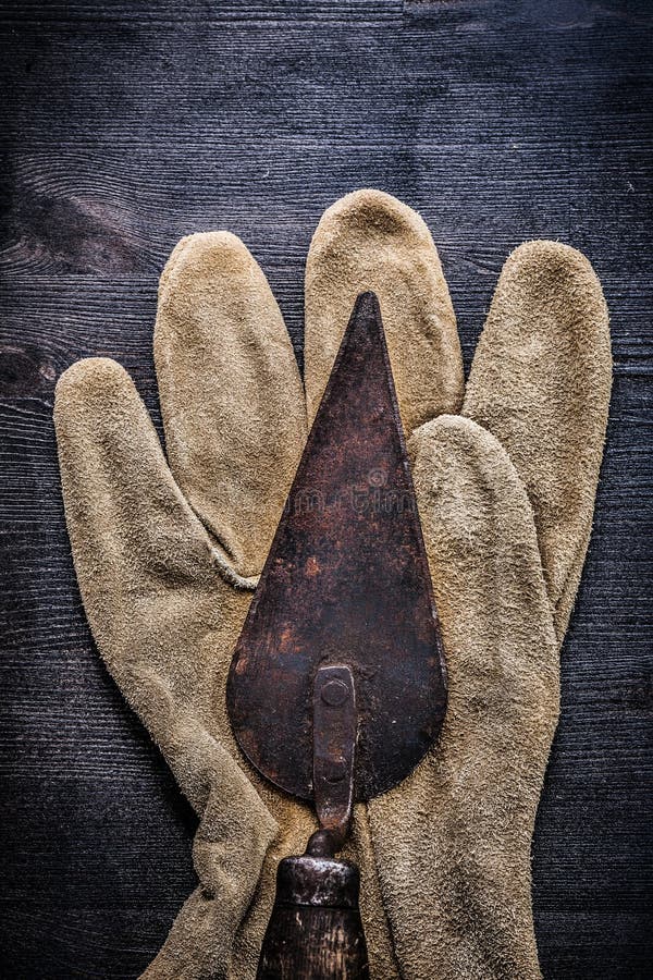 Vertical View Vintage Tools Putty Spattle on Glove Stock Photo - Image ...