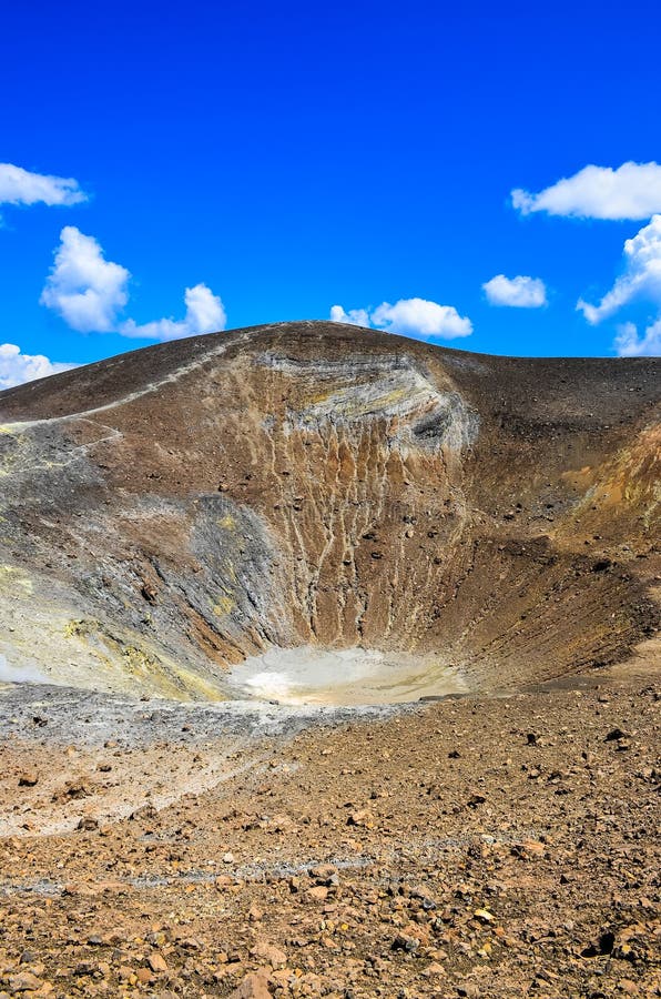 Vertical View of Volcano Crater on Vulcano Island, Sicily Stock Photo ...