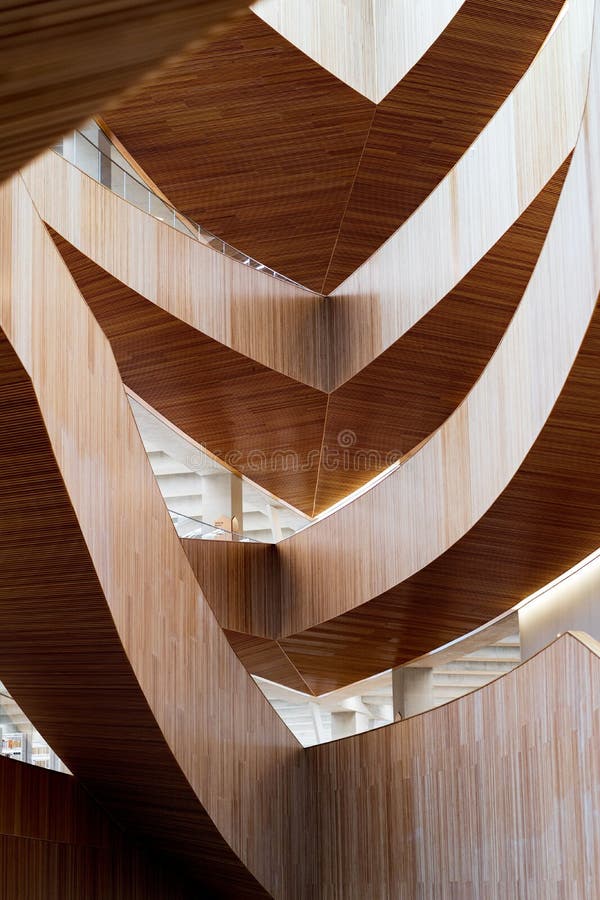 Vertical View of a Wooden Decorative Structure Creates a Geometric ...