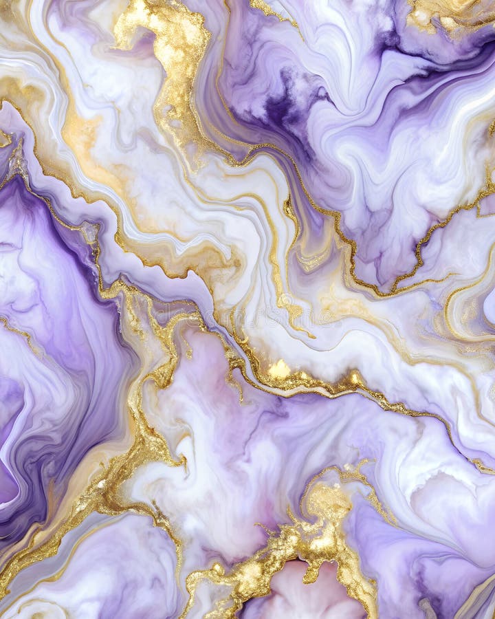 Vertical Violet Marble Abstract Background Texture with Gold Veining in ...
