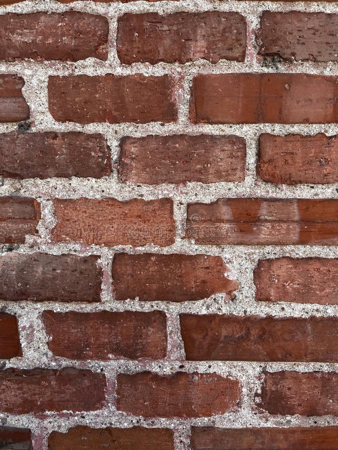 Vertical Wall Texture of Red Bricks Joined by Concrete Stock Image ...