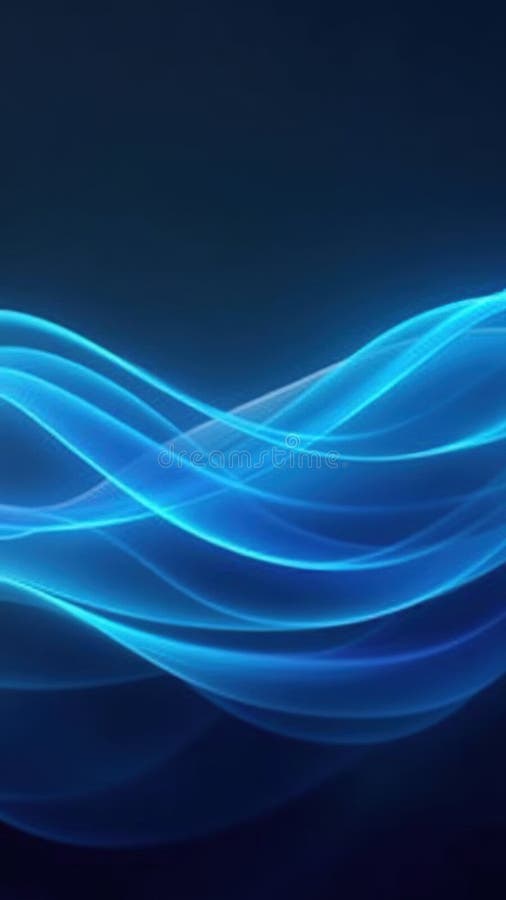Vertical Wallpaper with Blue Tech Light Waves Stock Illustration ...