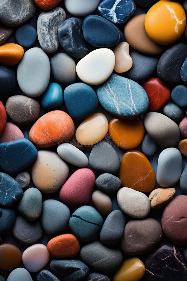 Vertical Wallpaper Made of Multi-colored Beach Stones. Background of ...
