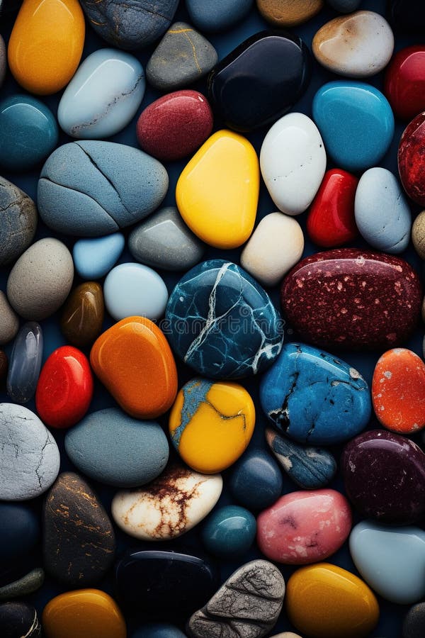Vertical Wallpaper Made of Multi-colored Beach Stones. Background of ...