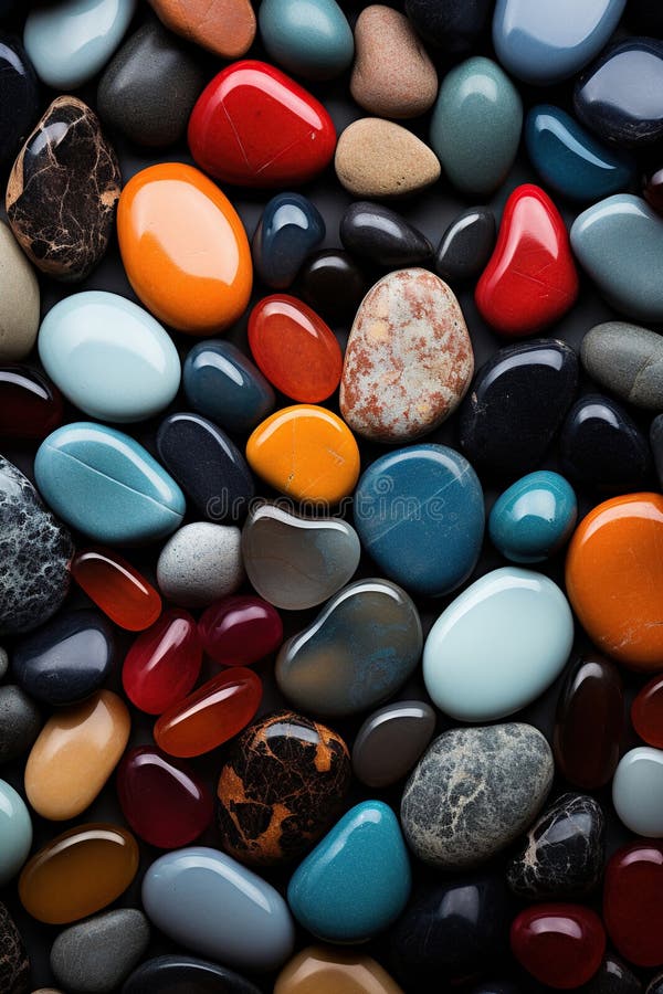 Vertical Wallpaper Made of Multi-colored Beach Stones. Background of ...