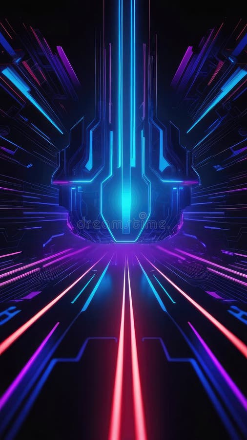 Vertical Wallpaper with a Technological Backdrop, Vertical Neon Stripes ...