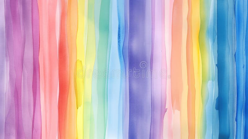 A Vertical Watercolor Painting with Rainbow-colored Stripes, Blending ...
