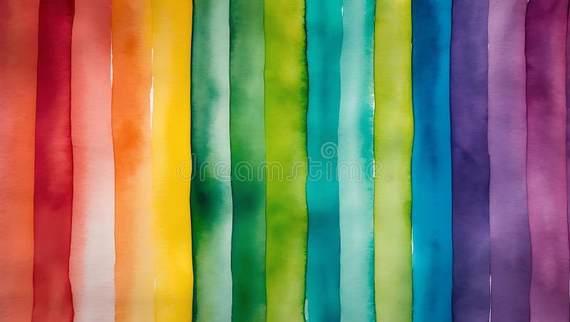 Vertical Watercolor Stripes in a Rainbow Gradient of Vibrant Colors ...