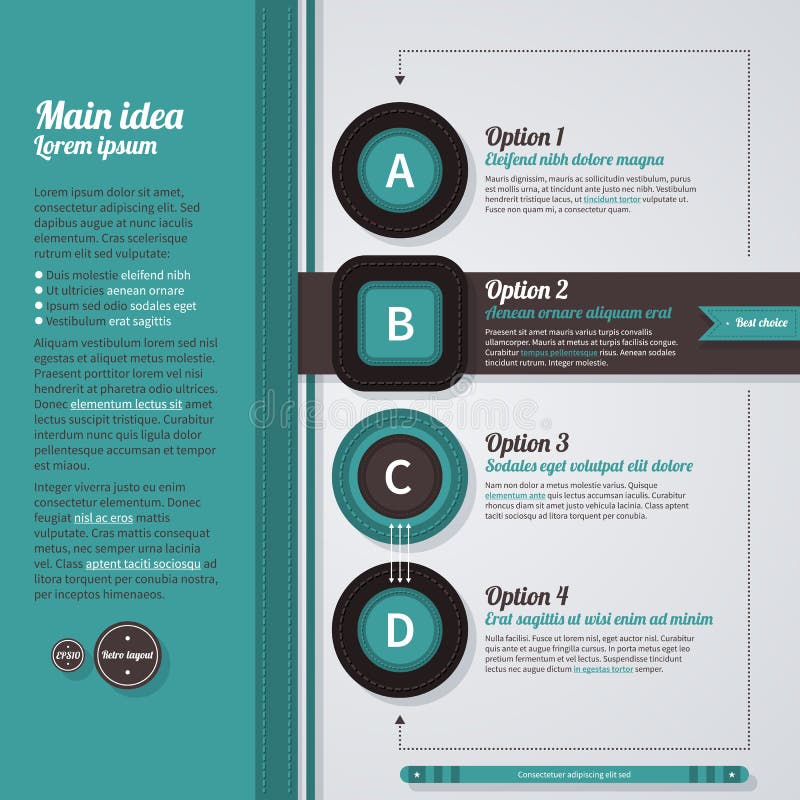 Vertical Web Layout in Retro Style with 4 Options. EPS10. Stock Vector ...