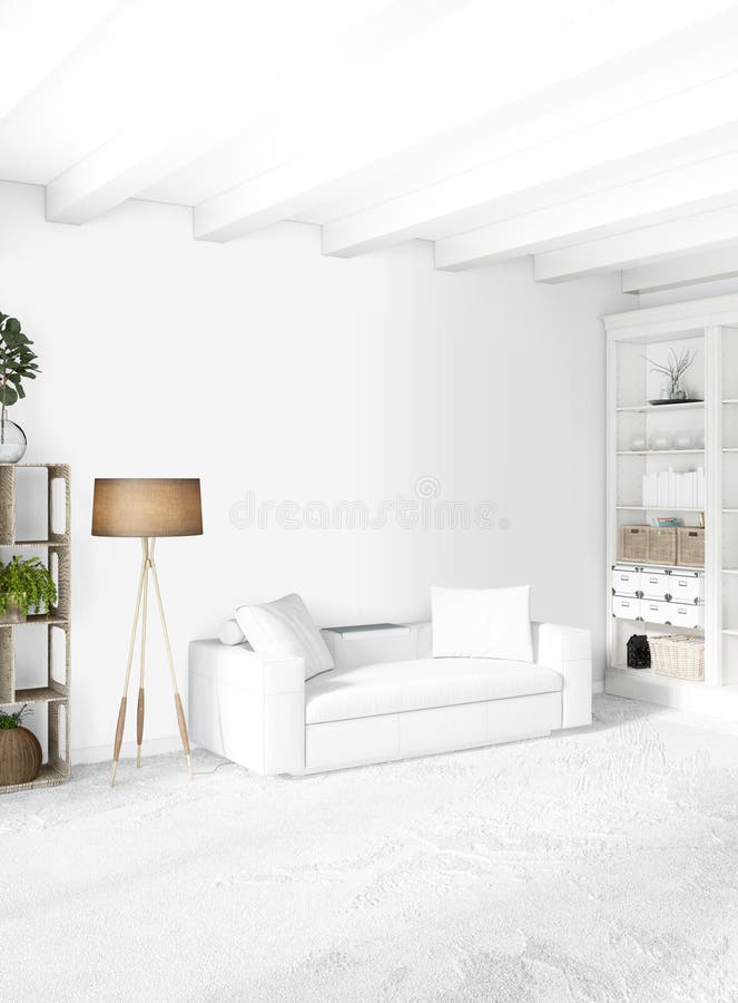 Vertical Bedroom Minimal or Loft Style Interior Design. 3D Rendering ...