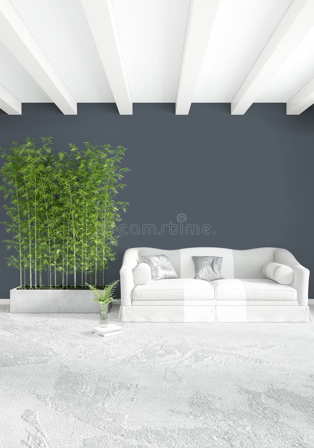 Vertical Bedroom Minimal or Loft Style Interior Design. 3D Rendering ...