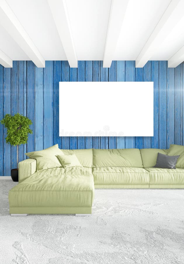 Vertical Bedroom Minimal or Loft Style Interior Design. 3D Rendering ...