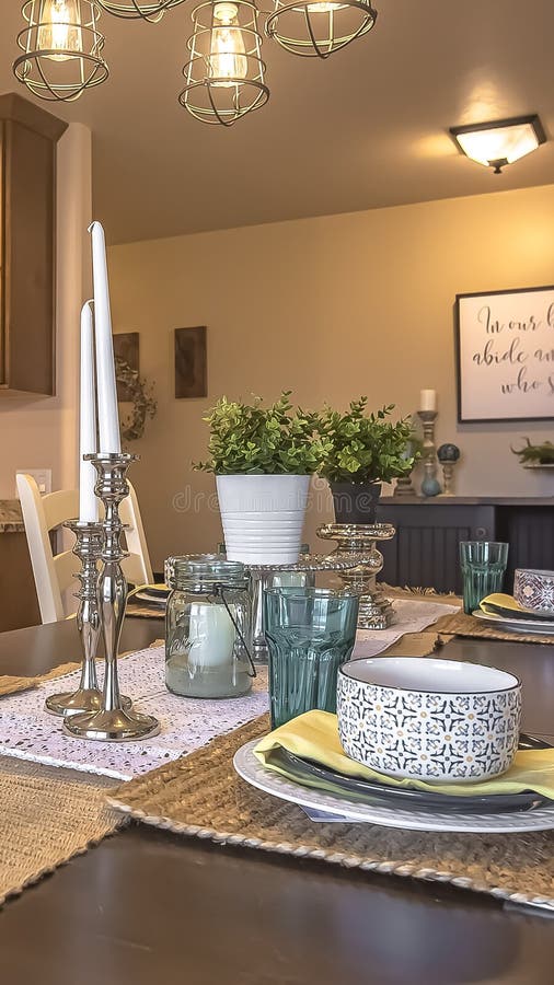 Vertical White Chairs Around a Brown Dining Table with Hemp Table ...