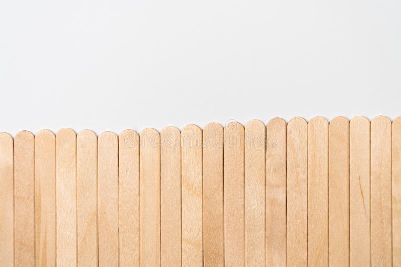 Straight-Line Wooden Fence Made of Craft Sticks on White Background ...