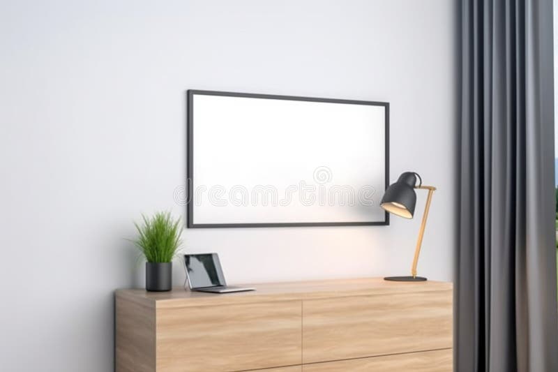 Vertical Black Wooden Frame Inside a Modern Interior. Mockup, Interior ... Vertical Black Wooden Frame Inside a Modern Interior. Mockup, Interior ...