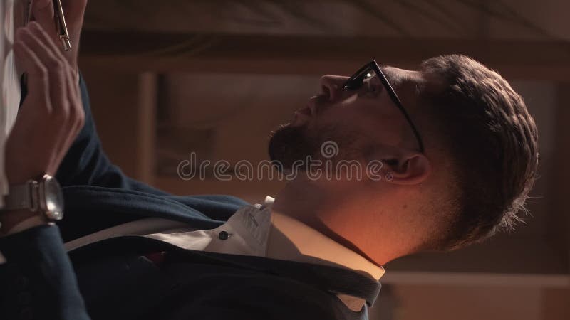 Vertical Work Fail Worried Man Lost Documents Busy Stock Video - Video ...