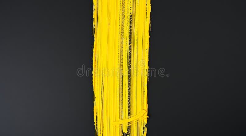 Vertical Yellow Brushstroke on Black Background, Bold and Striking ...