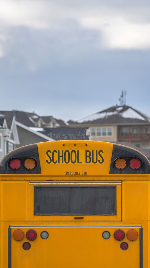Vertical Yellow School Bus with Rectangular Window and Several Signal ...