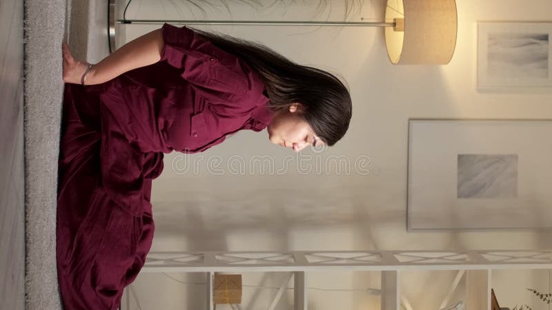 Vertical Yoga Stretching Woman Leg Split Home Stock Video - Video of ...