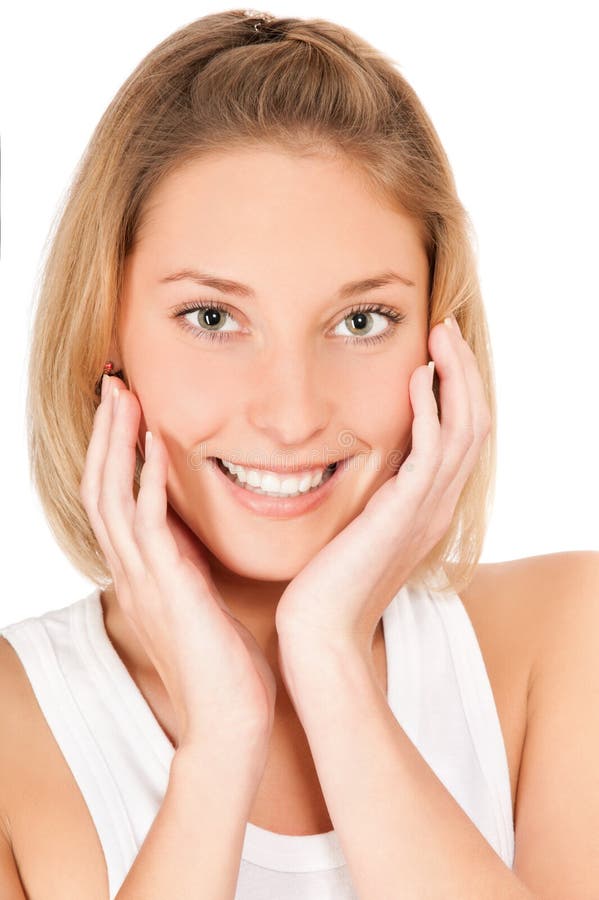 Les Dents Dentaires Perfectionnez Le Femme De Sourire Photo Stock