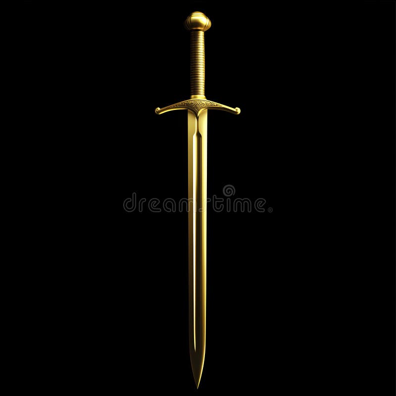 A Golden Sword with a Straight, Double-edged Blade and a Prominent ...
