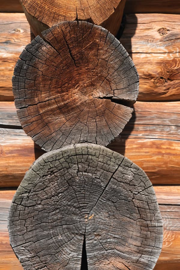 Vertically Arranged Rings of Log Cabins. Stock Photo - Image of ...